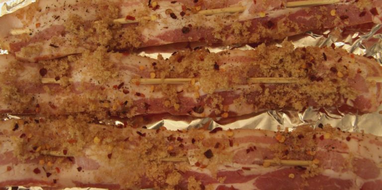 Candied Bacon Skewers - Upright and Caffeinated