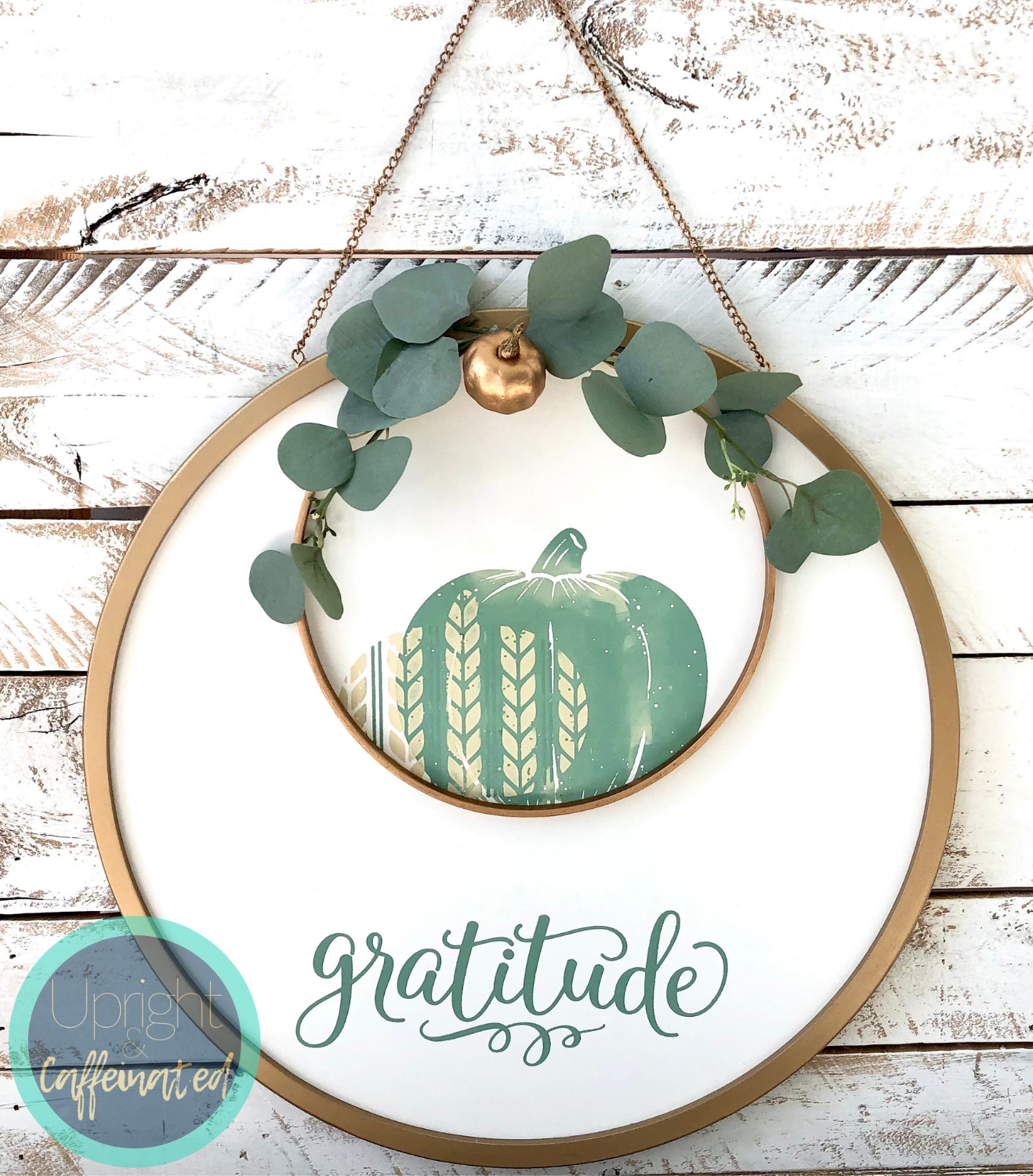 Gold and Eucalyptus Fall Decor - Upright and Caffeinated