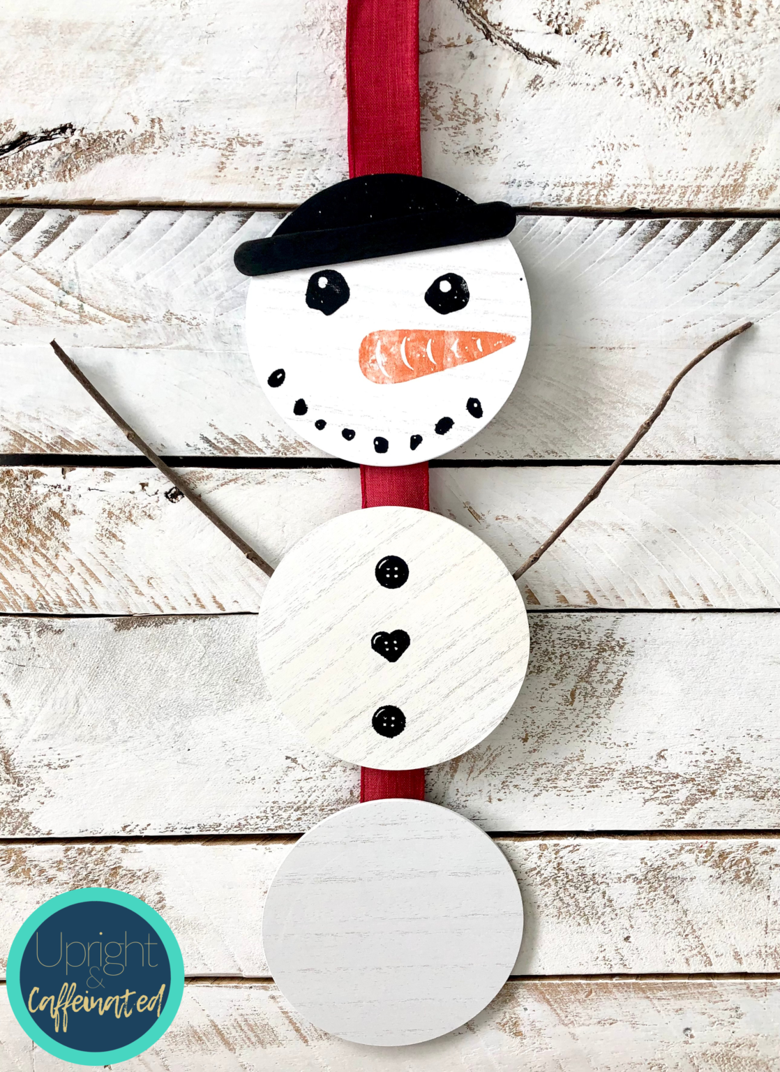 Easy Snowman Christmas Craft - Upright and Caffeinated