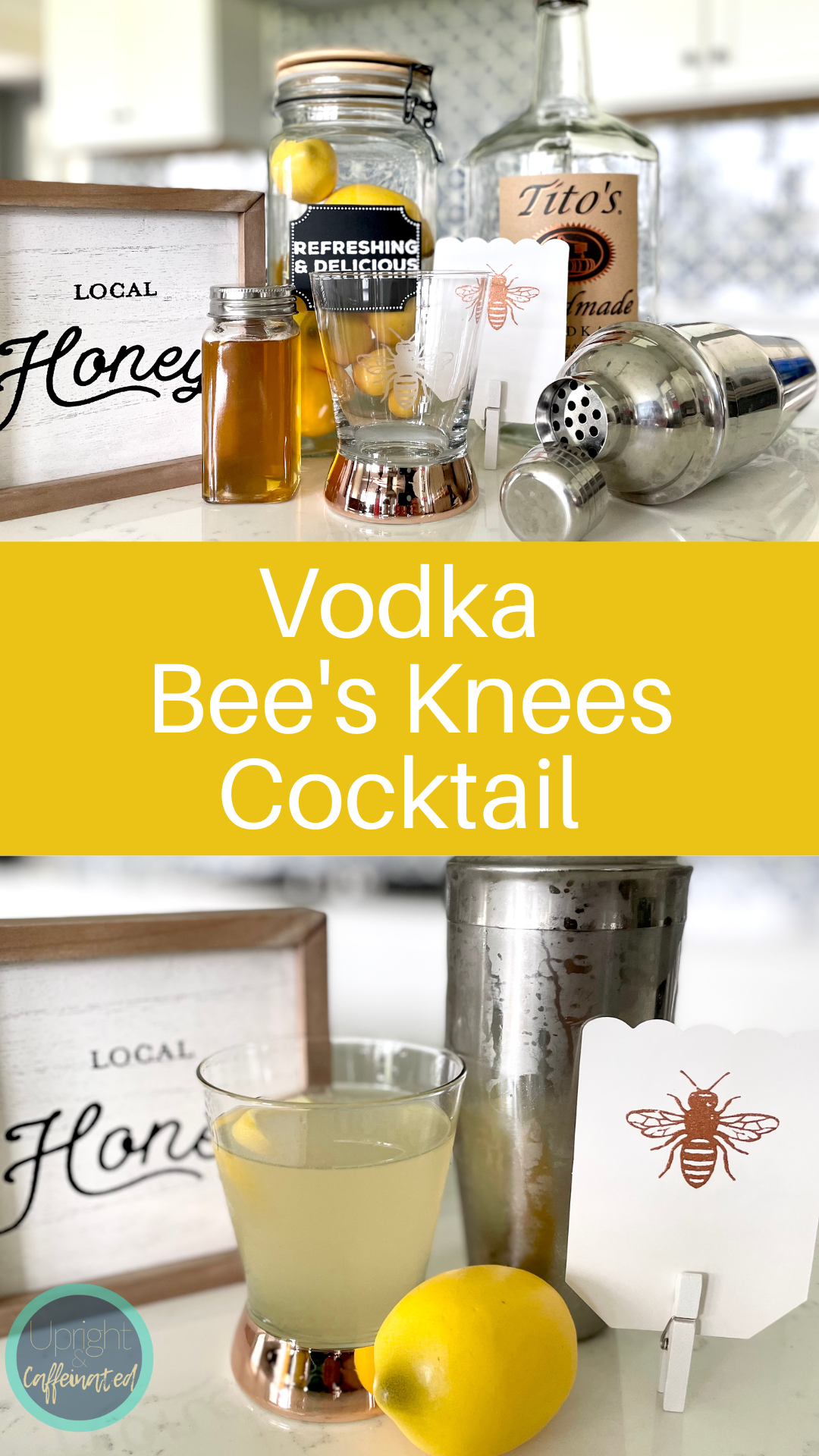 Vodka Bee's Knees Cocktail Recipe - Upright and Caffeinated